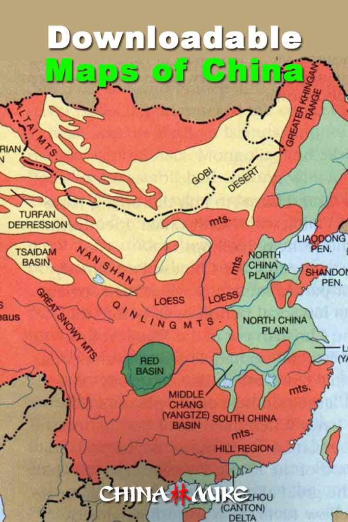 Free Physical Maps of China (Downloadable) | Free World Maps